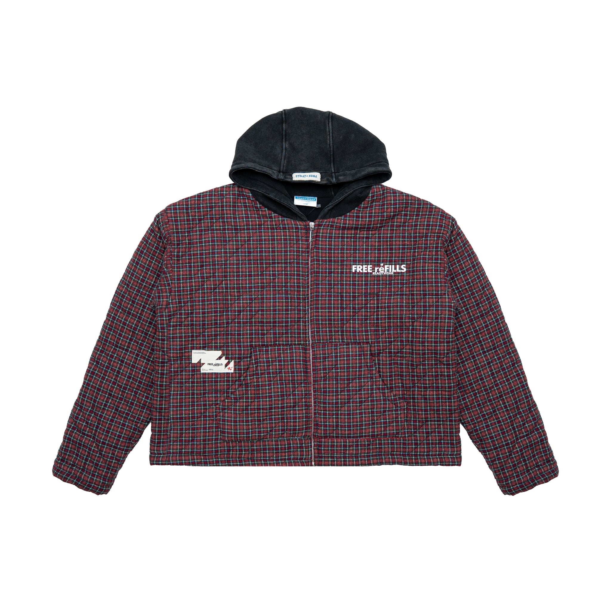 Quilted Flannel Zip-Up Jacket - Black